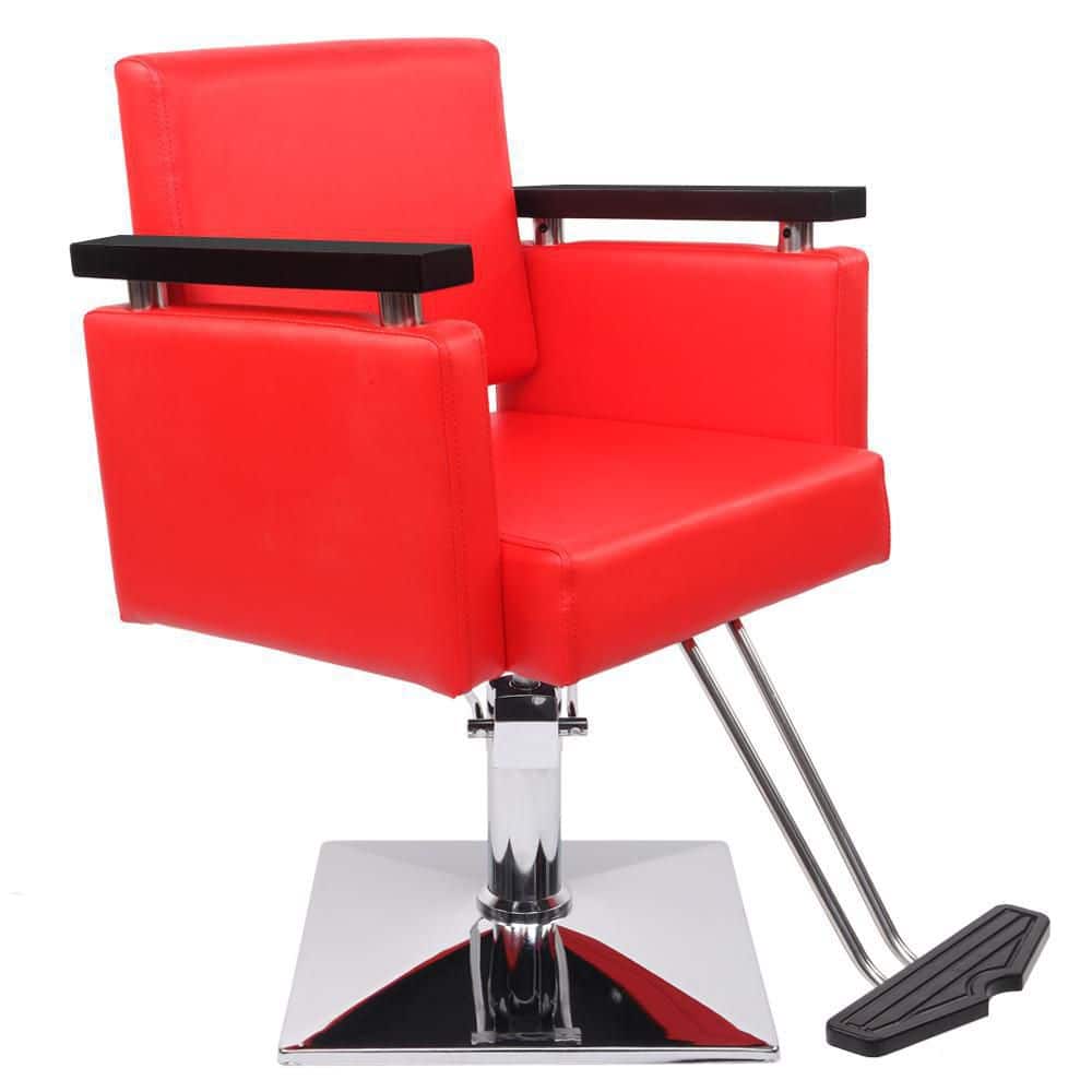 Karl home Red Heavy Duty Barber Chair 360° Rolling Swivel Hair Salon ...