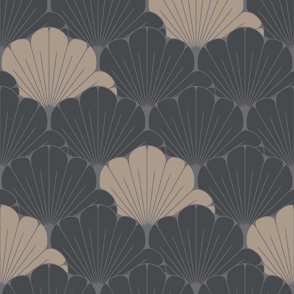 Veer Decor Giant Art Deco Gingko Leaf Black Wallpaper VREL09-046 - The ...