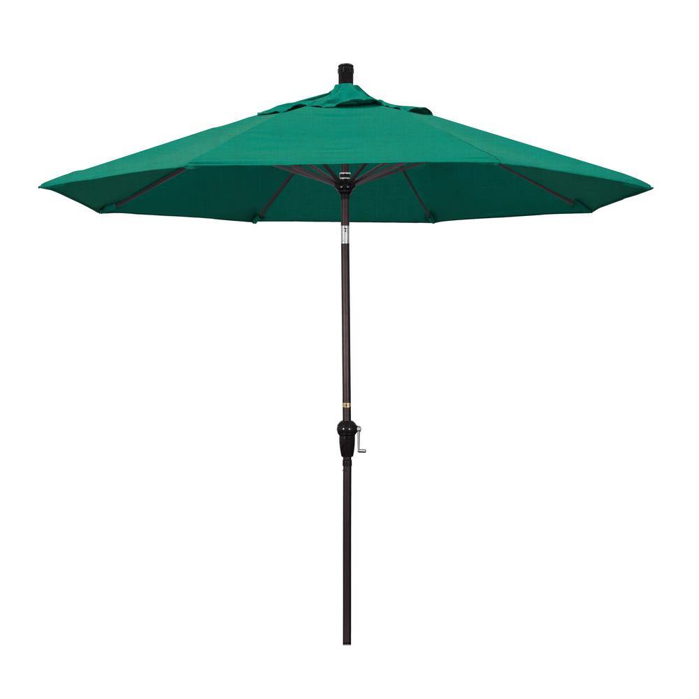 California Umbrella 9 ft. Bronze Aluminum Market Auto-tilt Crank Lift ...