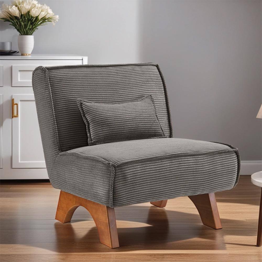Art Leon COZY Off Gray Fabric Accent Slipper Chair with Lumbar Pillow ...