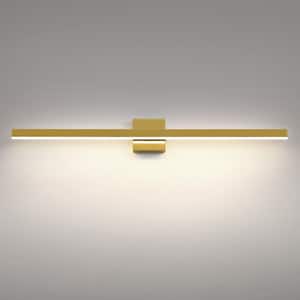 KAISITE 24 in. 1-Light Modern Bathroom Light Fixture Over Mirror Gold ...