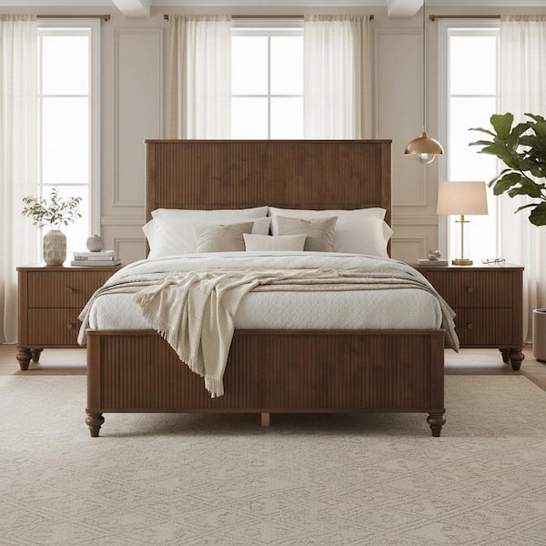 CHRISTOPHER KNIGHT HOME Alexa 3-Piece Walnut Finish Wood Frame Queen ...