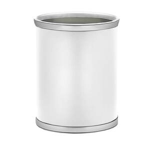 Kraftware Sophisticates 13 Qt. White and Polished Chrome Oval Waste ...