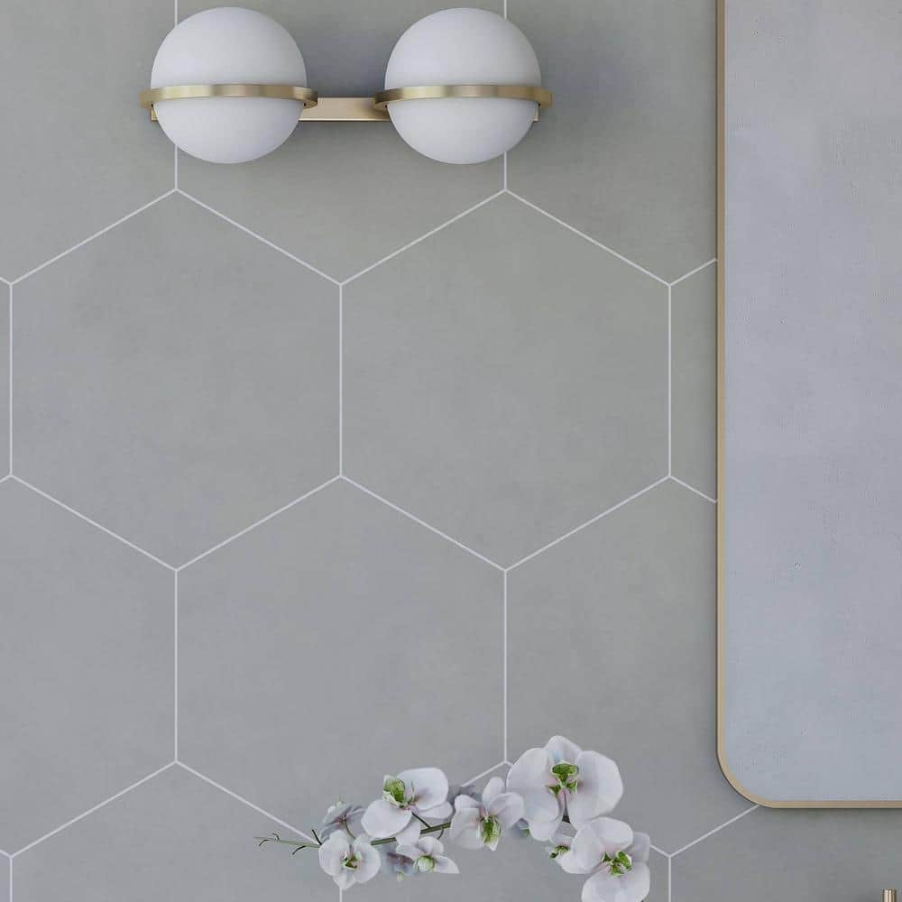 CRUZ BAY STUDIO Honeycomb Hexagon 9 in. x 10 in. Gray Matte Glazed ...