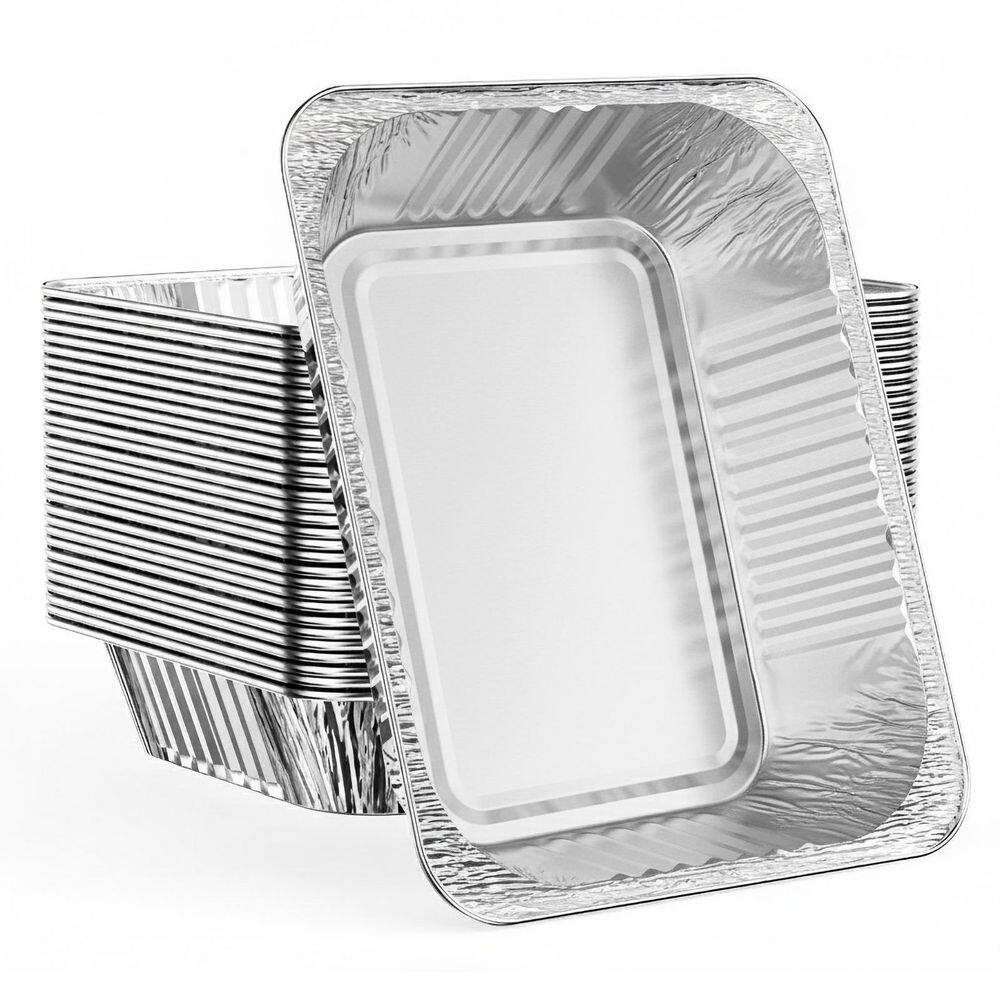 30-Pack Silver Aluminum Foil Disposable Deep Steam Pan Oven Safe ...