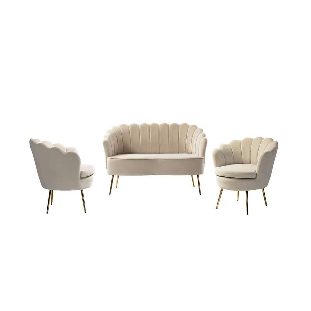 JAYDEN CREATION Yeran 52 in. 3 Piece Tan Living Room Set SF215+CH119-S2 ...