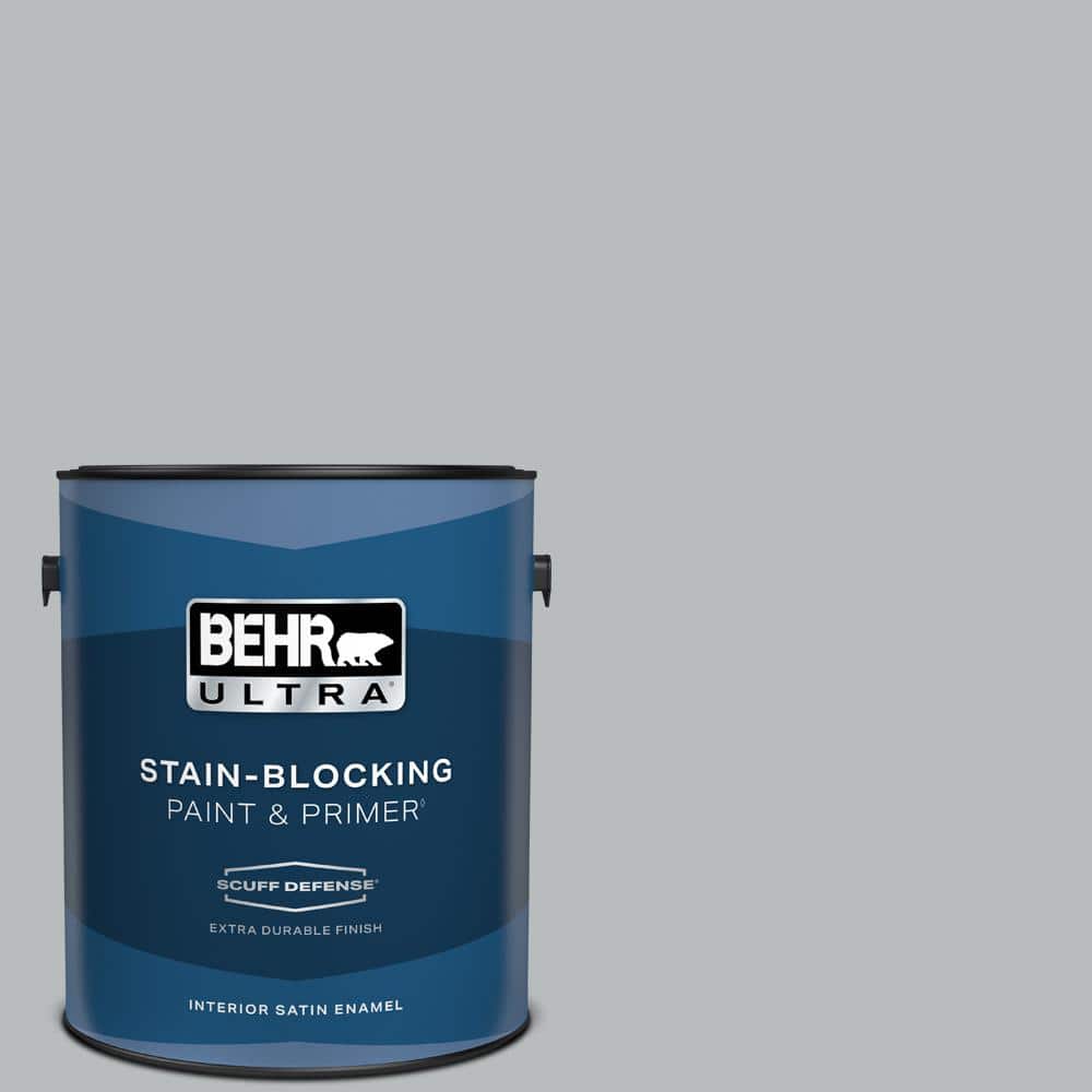 BEHR ULTRA 1 gal. #PPU18-05 French Silver Extra Durable Satin Enamel ...