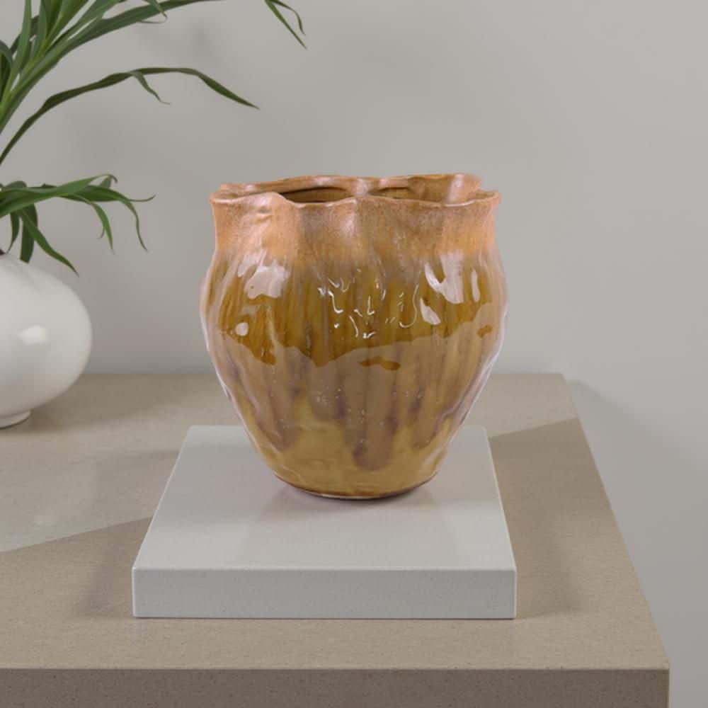 Benjara Balie 9.5 in. Brown Ceramic Novelty Decorative Vase BM331035 ...