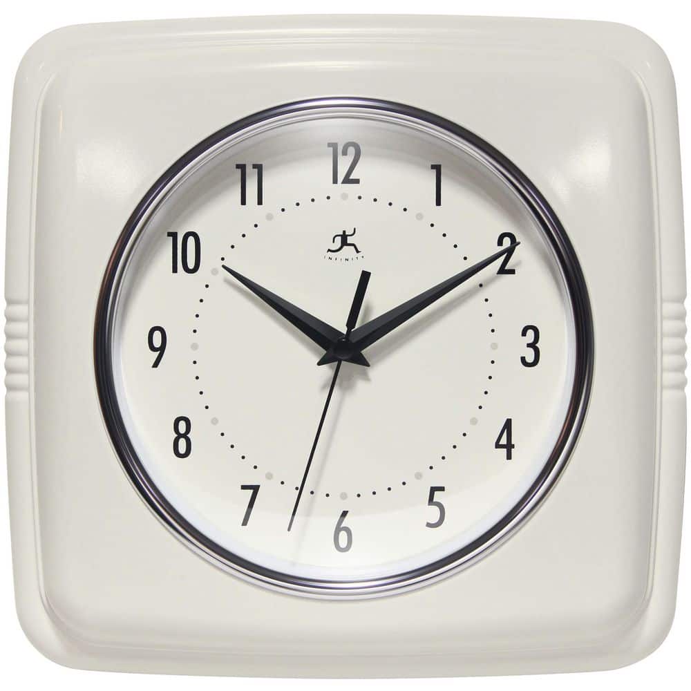 Infinity Instruments Retro Square Ivory Resin Wall Clock, 9.25 in ...