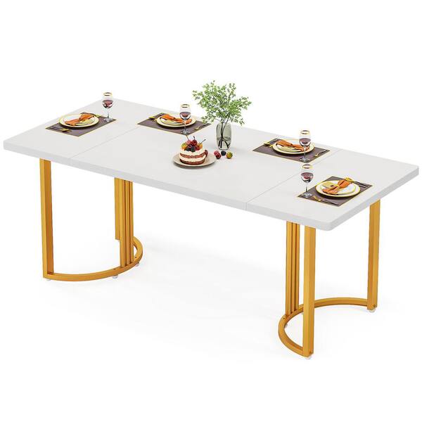 TRIBESIGNS WAY TO ORIGIN Alan Modern White Wood 70.86 in. Column Dining ...