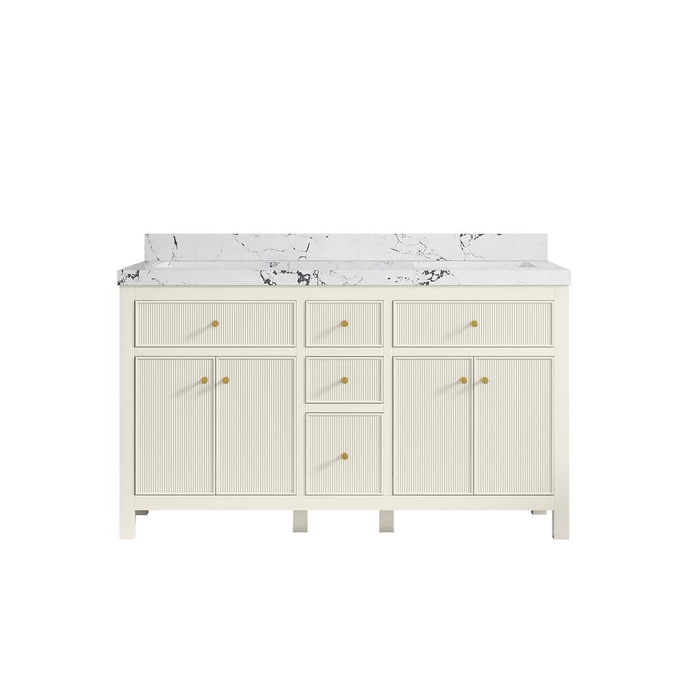 Willow Collections Sonoma 60 in. Double Sink Freestanding Alabaster ...