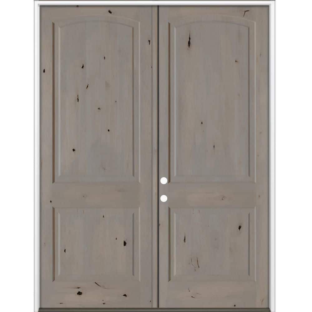 Krosswood Doors 64 in. x 96 in. Rustic Knotty Alder 2Panel ArchTop ...