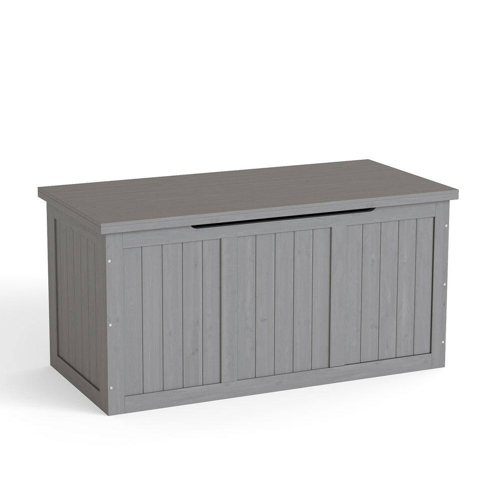 CASTNOO 67 Gal. Grey Solid Wood Deck Box, Outdoor Storage Box with ...