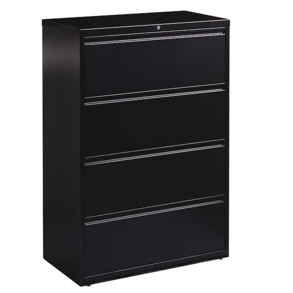 Hirsh 36 in. W 4-Drawer Black Metal Lateral File Cabinet for Home and ...
