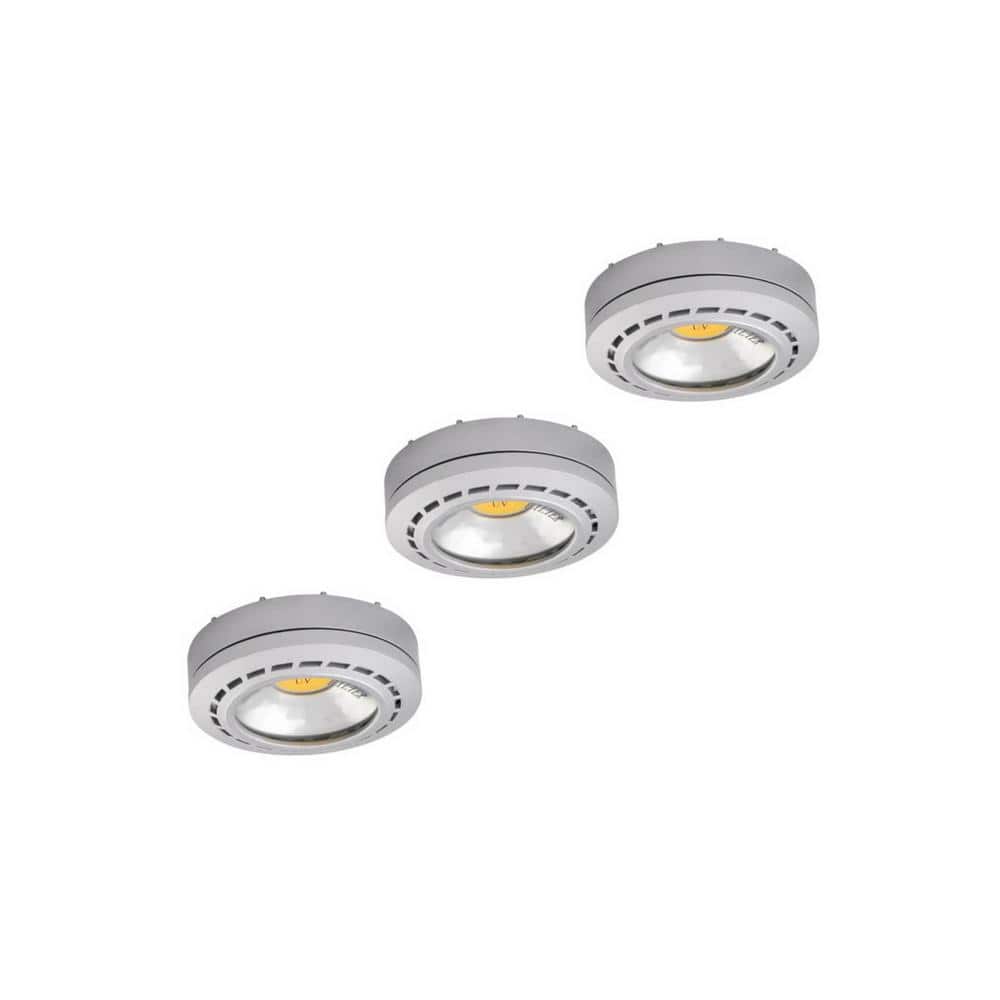 AMAX LIGHTING Cord and Plug LED Nickel Puck Light with 3-Level Touch ...
