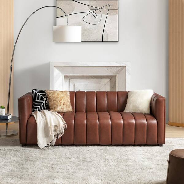 Genuine leather tufted sofa store