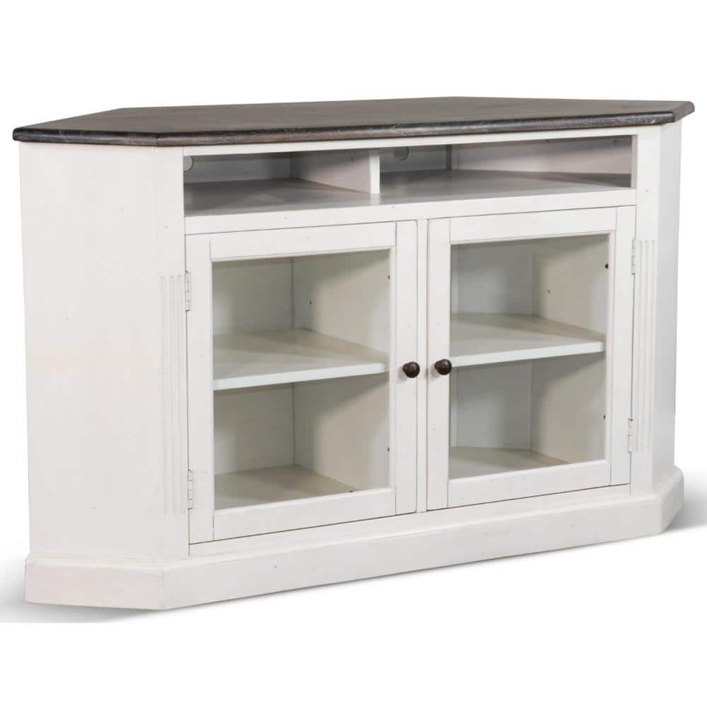 Benjara Orso White TV Stand Fits TV's up to 50 to 55 in. with 6 Shelves ...