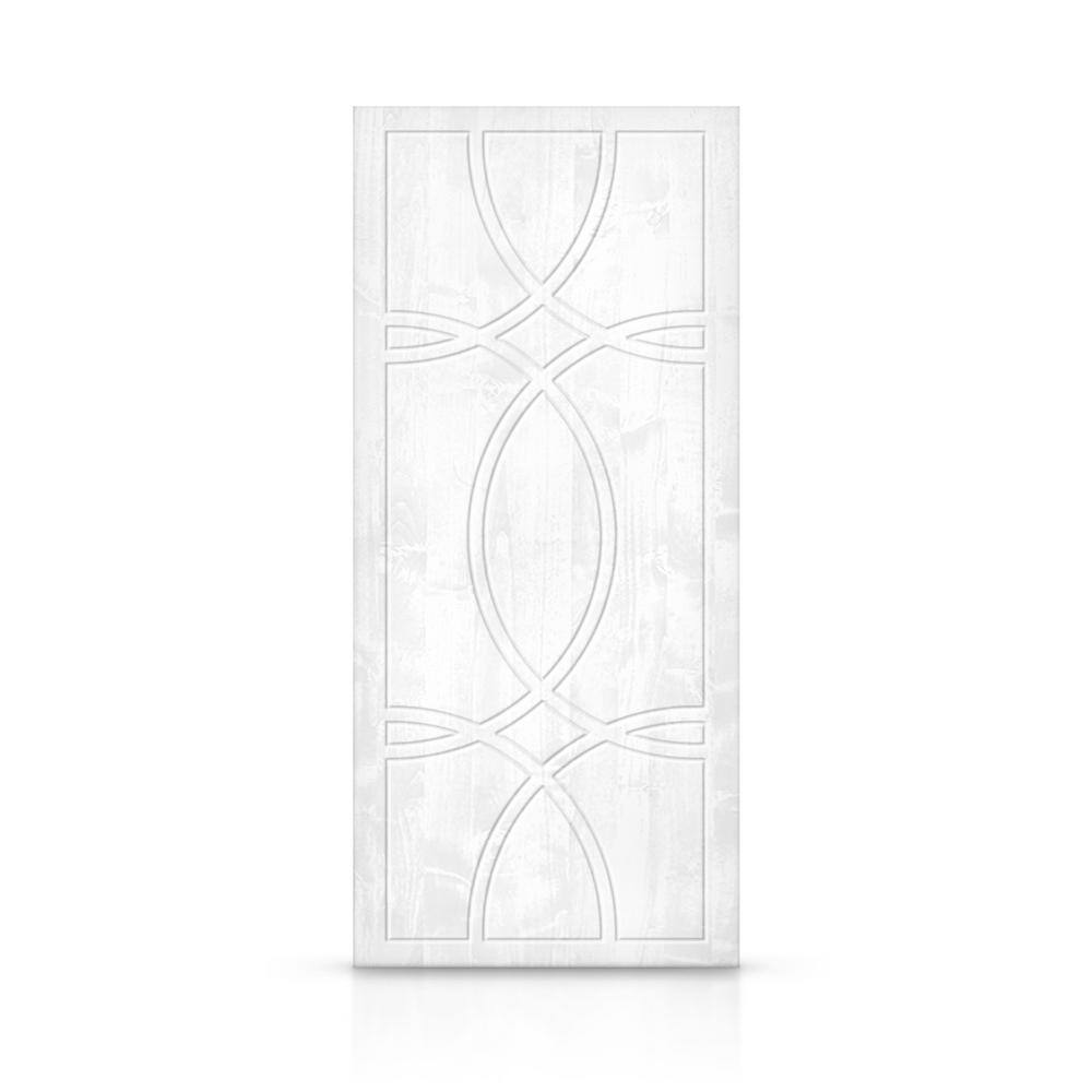 CALHOME 36 in. x 96 in. White Stained Solid Wood Modern Interior Door ...