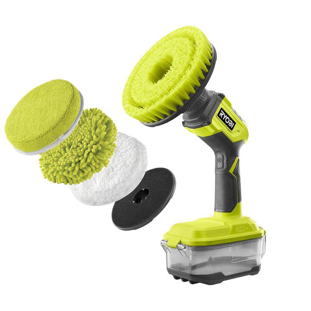 RYOBI ONE+ 18V Cordless Power Scrubber (Tool Only) with 6 in. 4-Piece ...