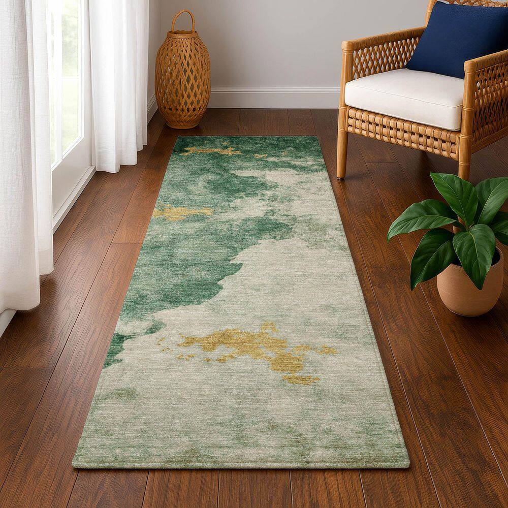 Addison Rugs Mayfield Premium Machine Washable Abstract AMF1792 Emerald ...