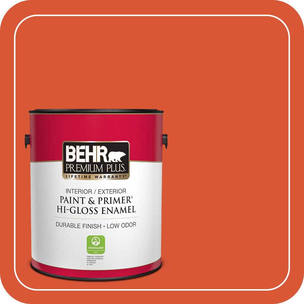 BEHR PREMIUM PLUS 1 gal. #P190-7 Inferno Hi-Gloss Enamel Interior ...