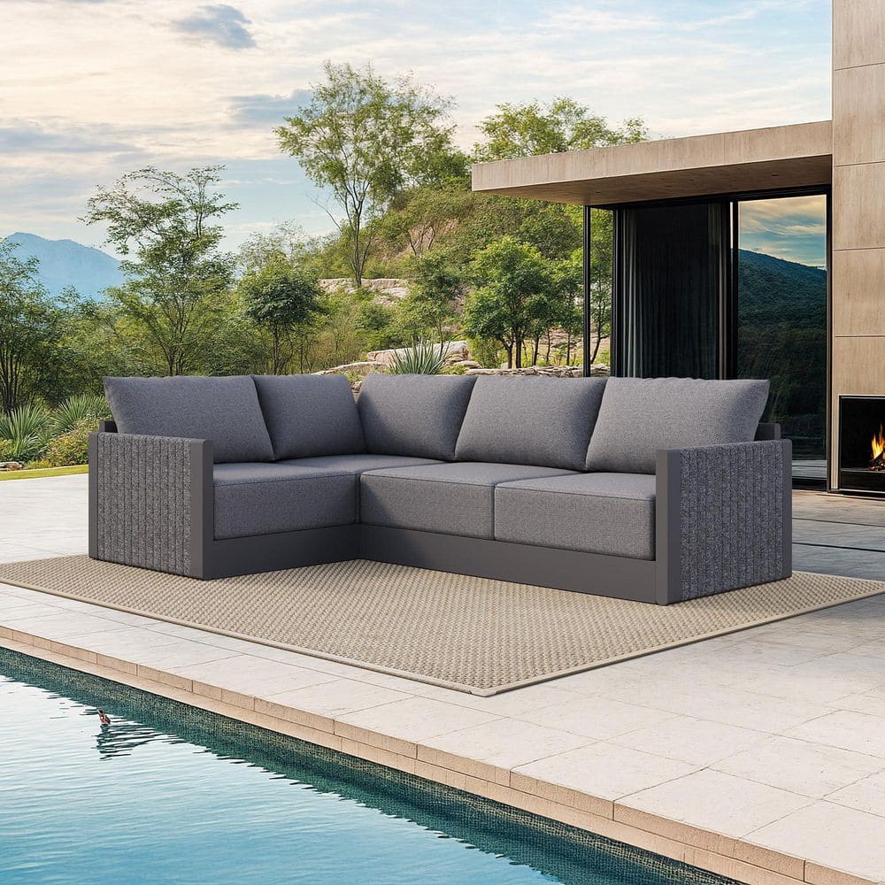 PURPLE LEAF 4 Pieces Patio Conversation Sets All Weather Outdoor Couch ...