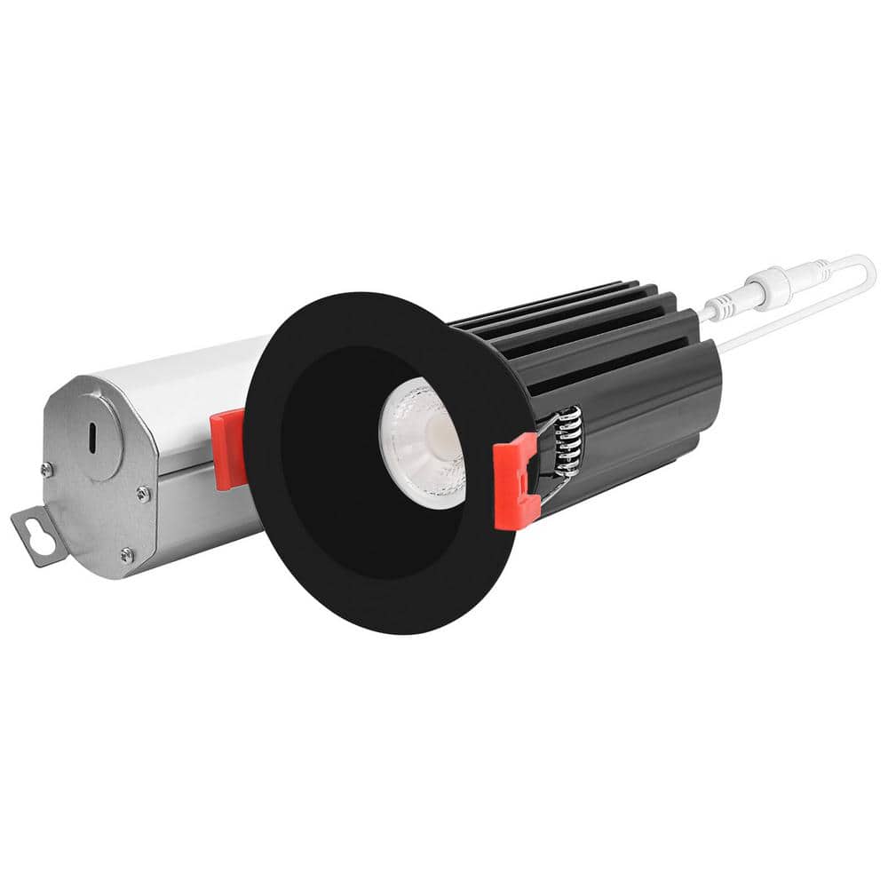 LUXRITE 2 in. LED Recessed Light J-Box 15 Watt 5 Color Selectable 2700K ...