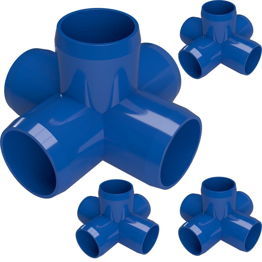 Formufit 1 in. Furniture Grade PVC 5-Way Cross in Blue (4-Pack) F0015WC ...