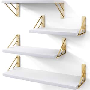 16.5 in. W x 5.5 in. D Gray White Rustic Wood Decorative Wall Shelf Set ...