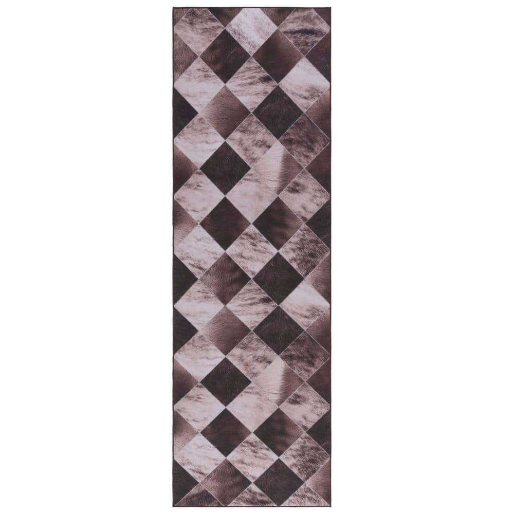 SAFAVIEH Faux Hide Light Brown/Brown 3 ft. x 8 ft. Machine Washable ...