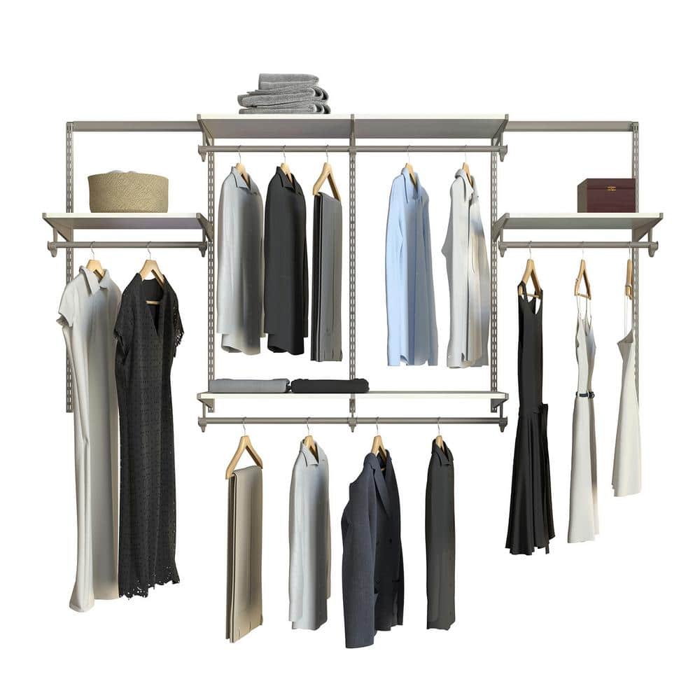 CLOSET CULTURE 96 in. W Champagne Nickel Wire Closet System Kit with 6 ...