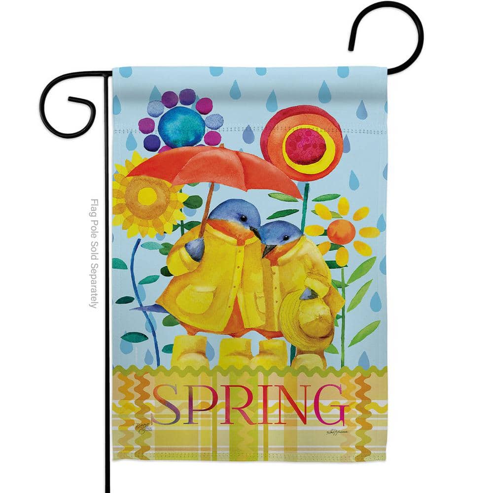 Breeze Decor 13 in. x 18.5 in. Rainy Day Bluebirds Birds Garden Flag 2 ...