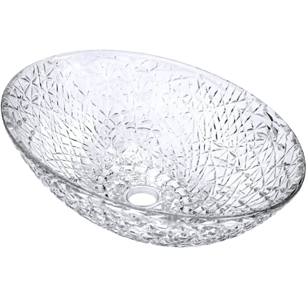 Novatto Ostrica 20 in. Vessel Bathroom Sink Diamond in Clear Crystal ...