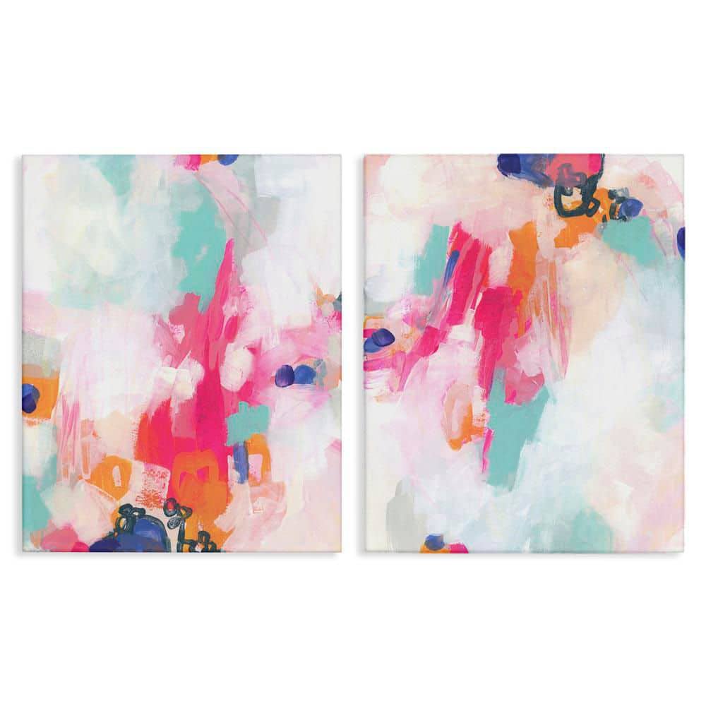 Stupell Industries Pink & Pastel Splotches by June Erica Vess 2 Pieces ...