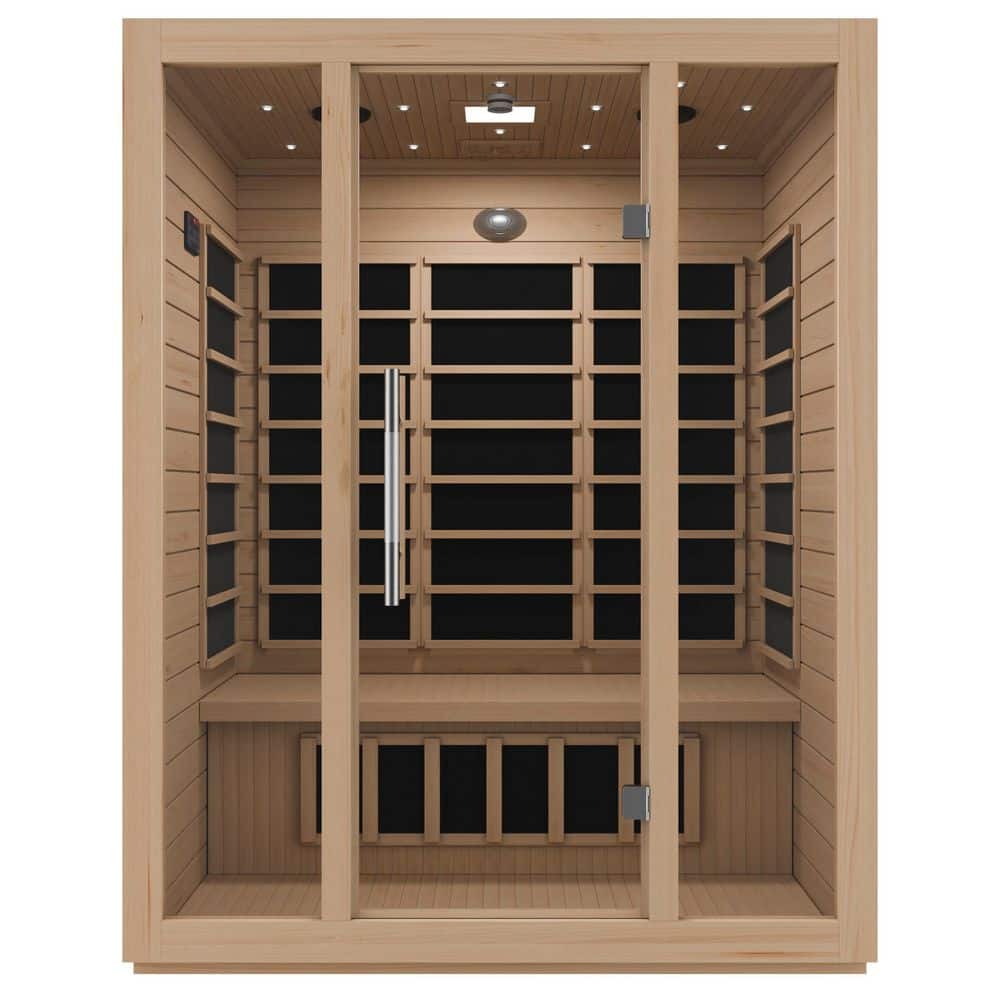 SaunaSpa S08HD Series 3-Person Indoor Hemlock Wooden Carbon FAR ...