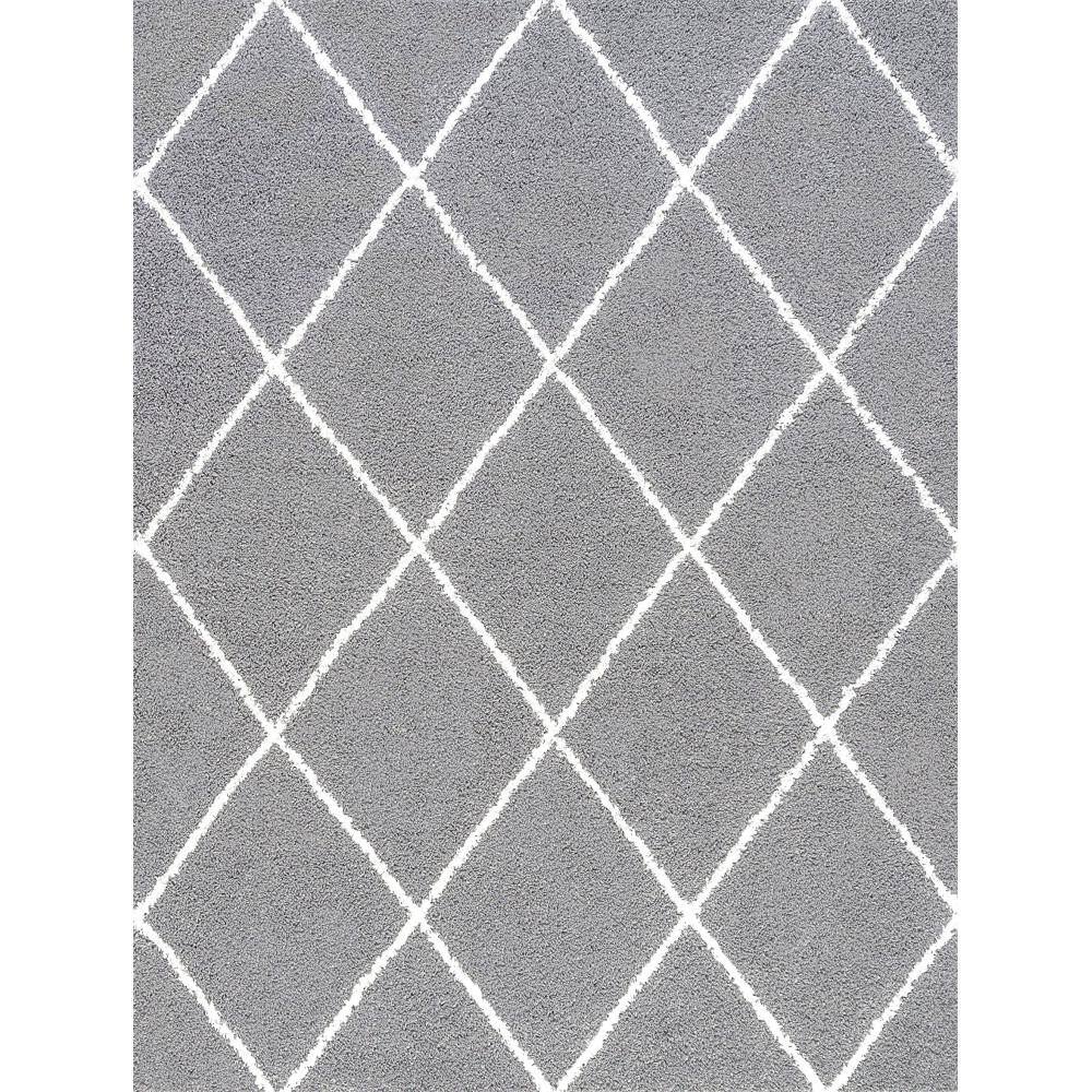 Tayse Rugs Jersey Shag Diamond Silver 8 ft. x 10 ft. Indoor Area Rug ...