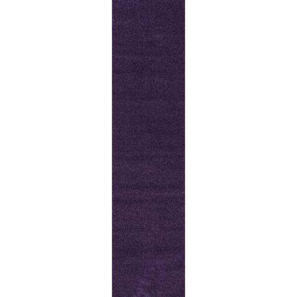 JONATHAN Y Haze Solid Low-Pile Purple 2 ft. x 14 ft. Runner Rug SEU100N ...
