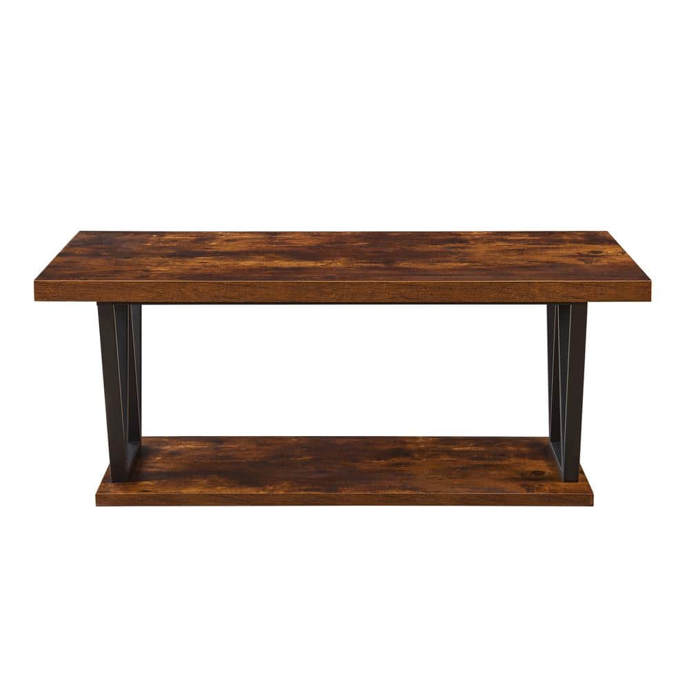 Home Beyond Brescia 44 in. Rustic Brown Rectangle Coffee Table with ...