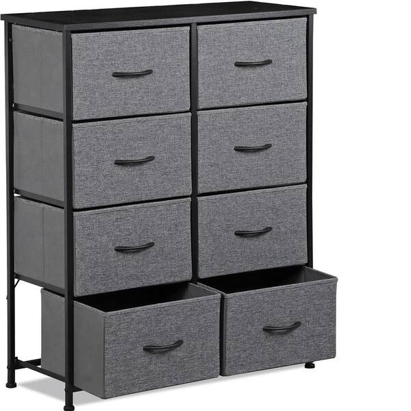 Bestier 31.49 in. W x 38.77 in. H x 11.8 in. D Grey Fabric 8-Drawer ...