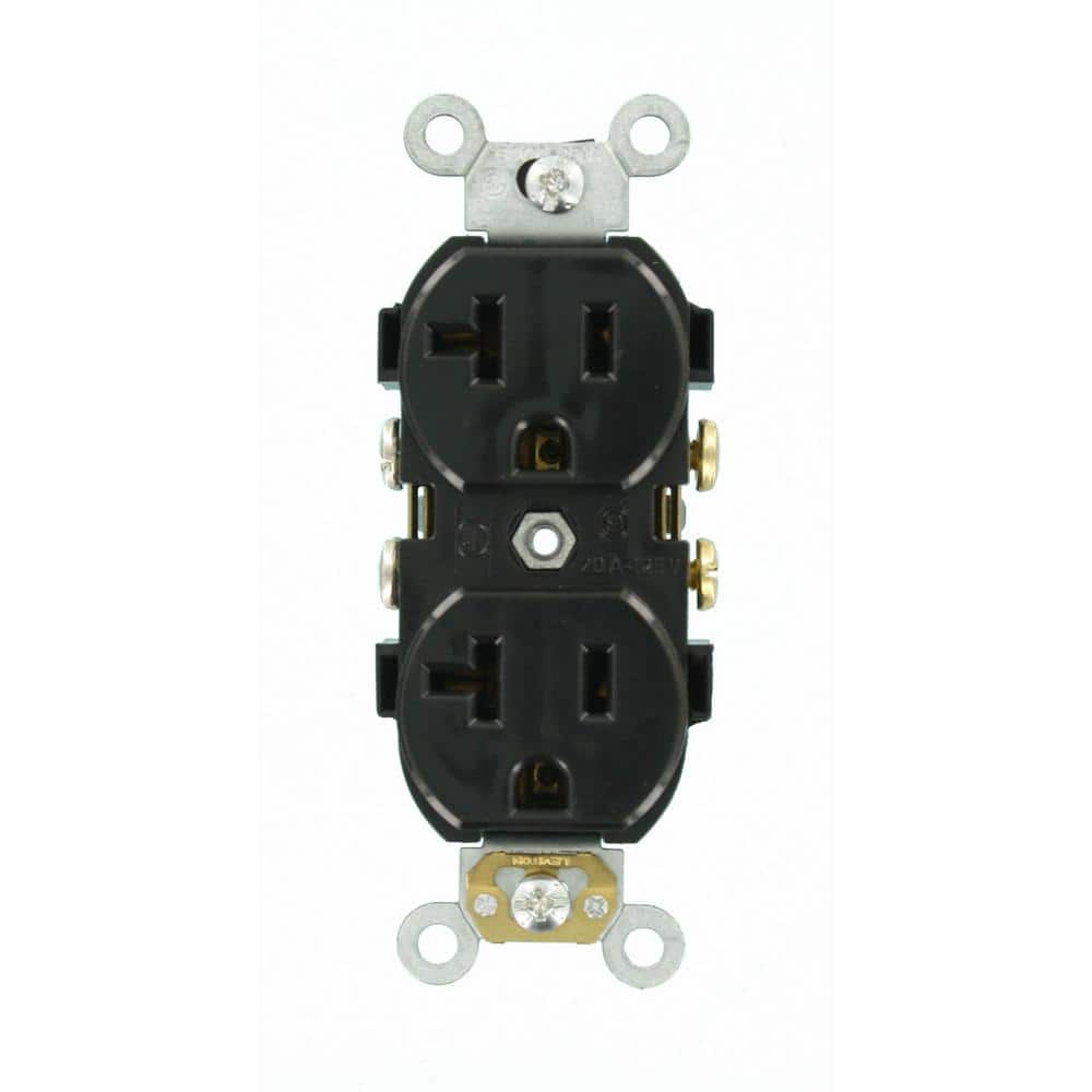 Leviton 20 Amp 125 V Duplex Smooth Face Outlet/Receptacle, Black (1 ...