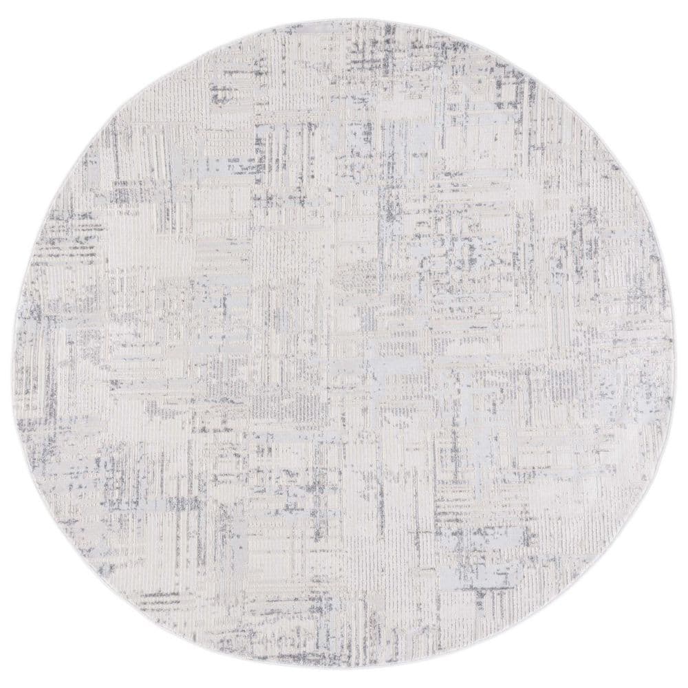 SAFAVIEH Whisper 7 ft. x 7 ft. Light Gray/Beige Monochrome Marle Round ...