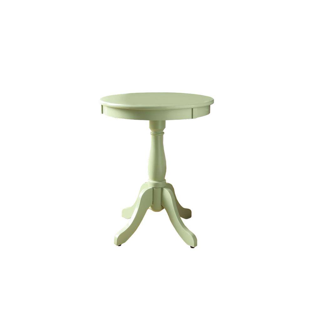 Siavonce 18 in. H Light Green Wood Traditional Round Pedestal Table ...
