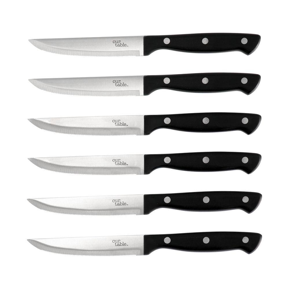 OUR TABLE 6-Piece 4.5 in. High Carbon Stainless Steel Full Tang Steak ...