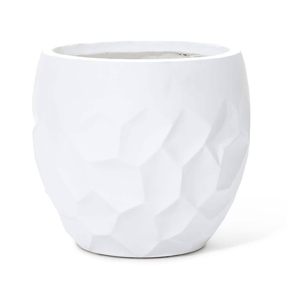 LuxenHome 14.5 in. W x 13.2 in. H White Ceramic Individual Pot WHPL1967 ...
