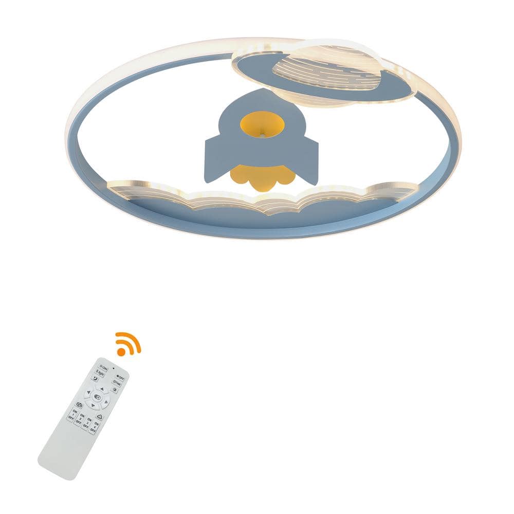 OUKANING 19.68 in. Blue Creative Flush Mount Dimmable LED Ceiling Light ...