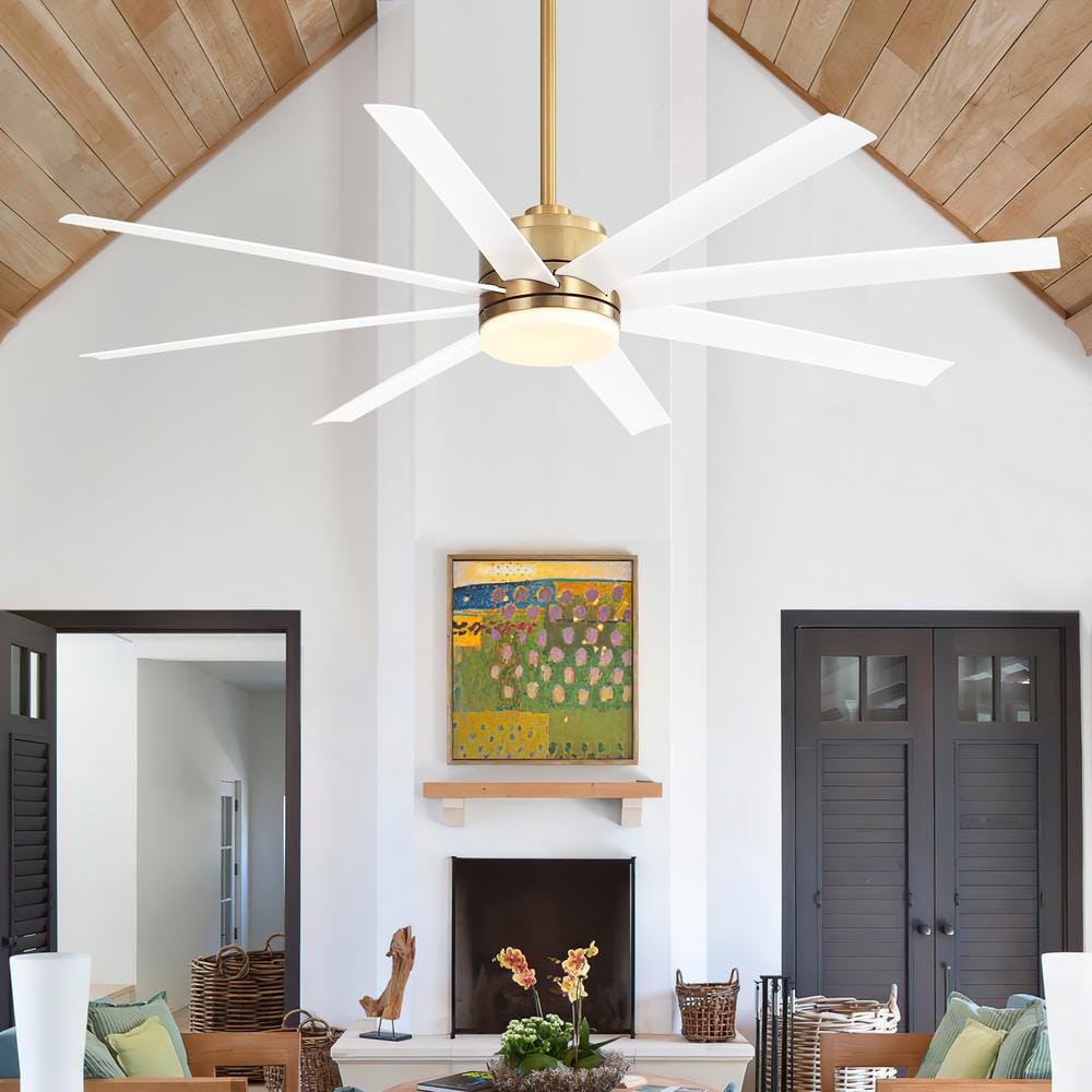 Sky Hog 65 in. Indoor Integrated LED Matte White Ceiling Fan with Glass ...