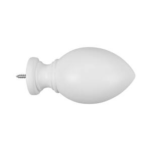 Lumi Mix And Match White Wood Knob Curtain Rod Finial (Set of 2 ...