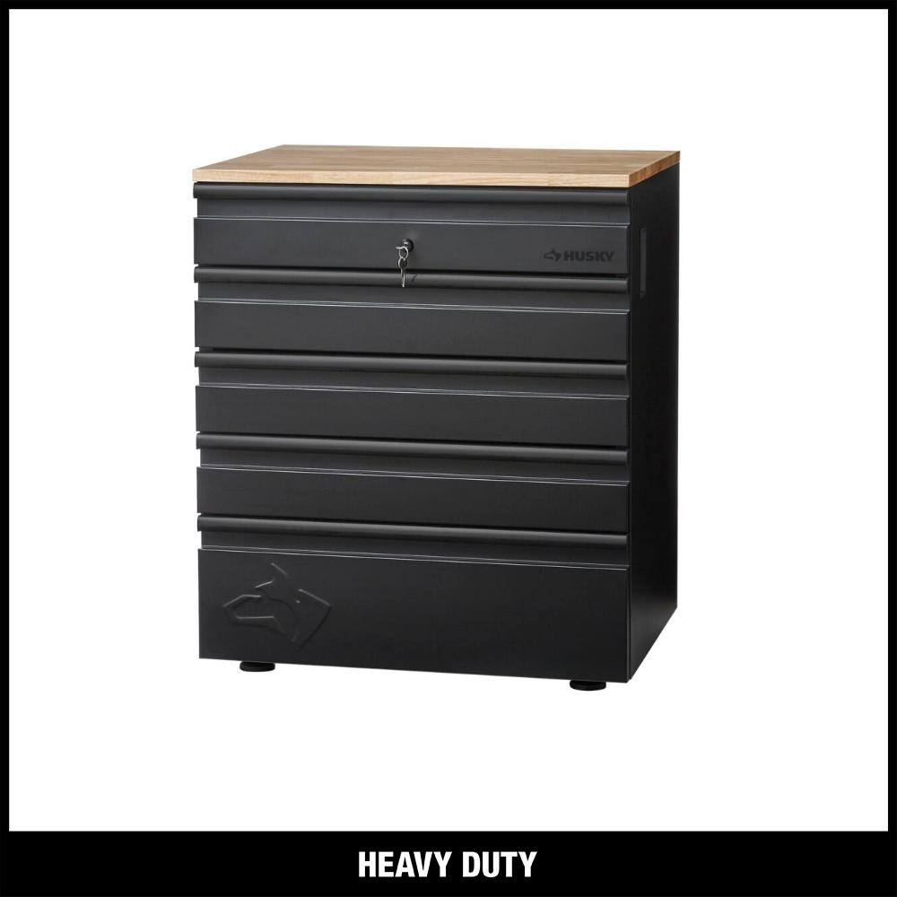 Husky Heavy Duty 18-Gauge Steel 5-Drawer Black Garage Base Cabinet ...