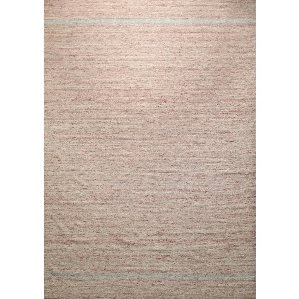 EORC Pink 4 ft. x 6 ft. Hand-Woven Wool Contemporary Natural Wool Flat ...