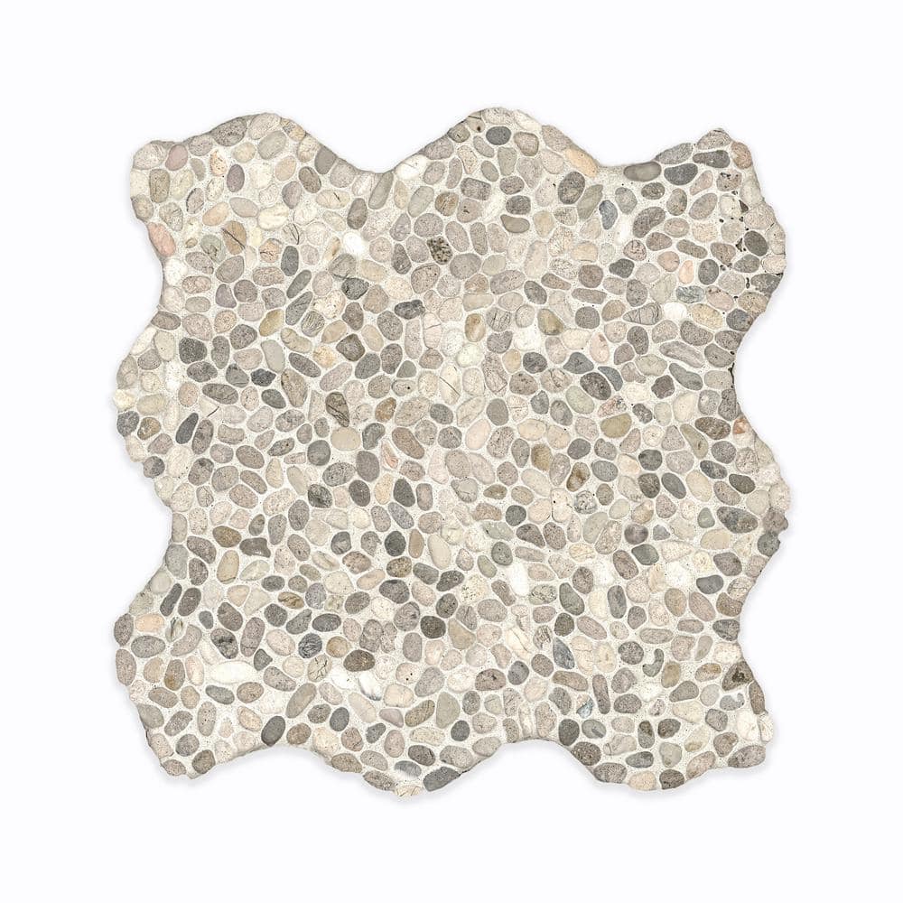 MSI Take Home Tile Sample-Ivory White Mini Pebble 4 in. x 4 in. Tumbled ...